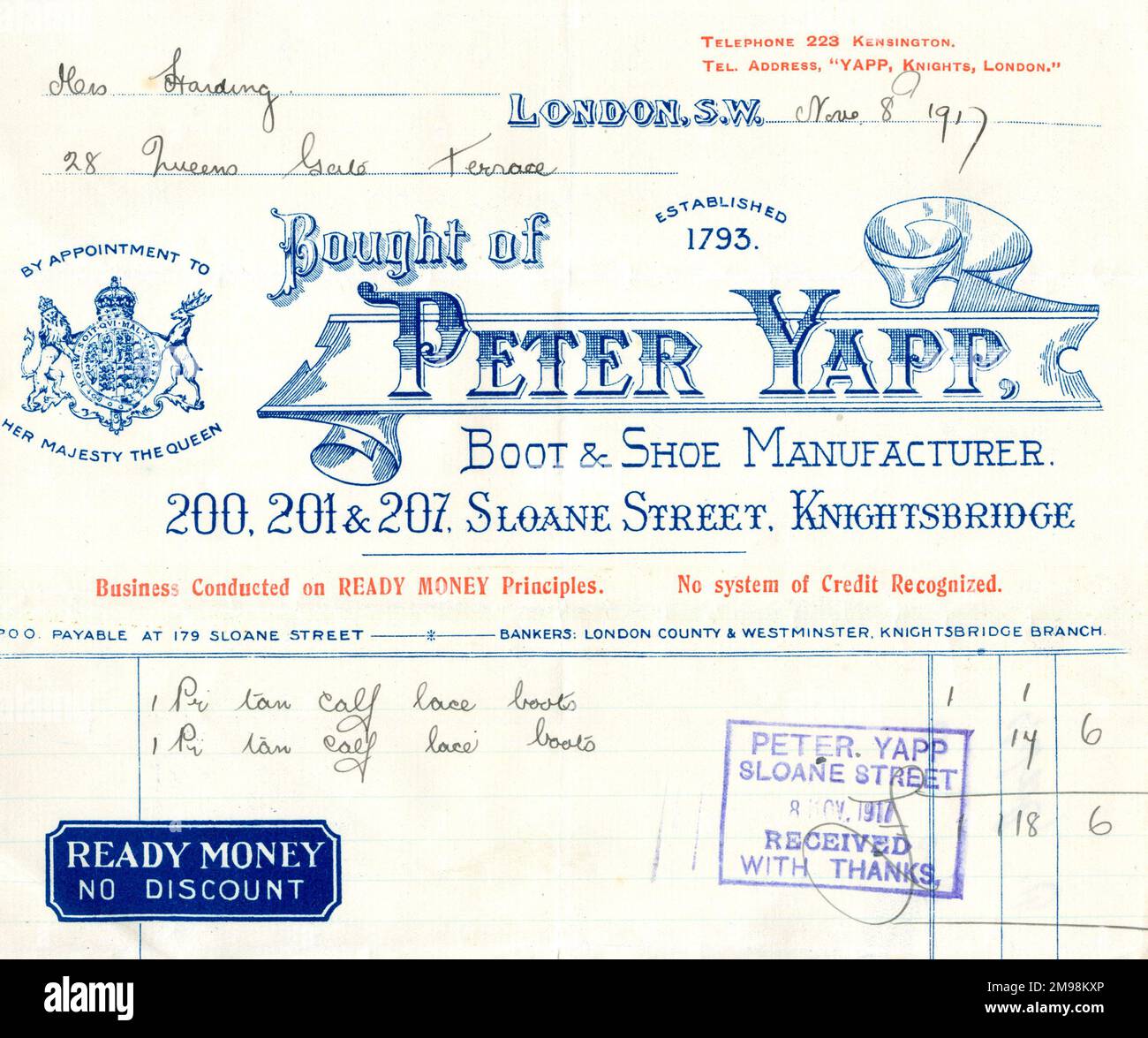 Stationery, Peter Yapp, Boot & Shoe Manufacturer, Sloane Street ...