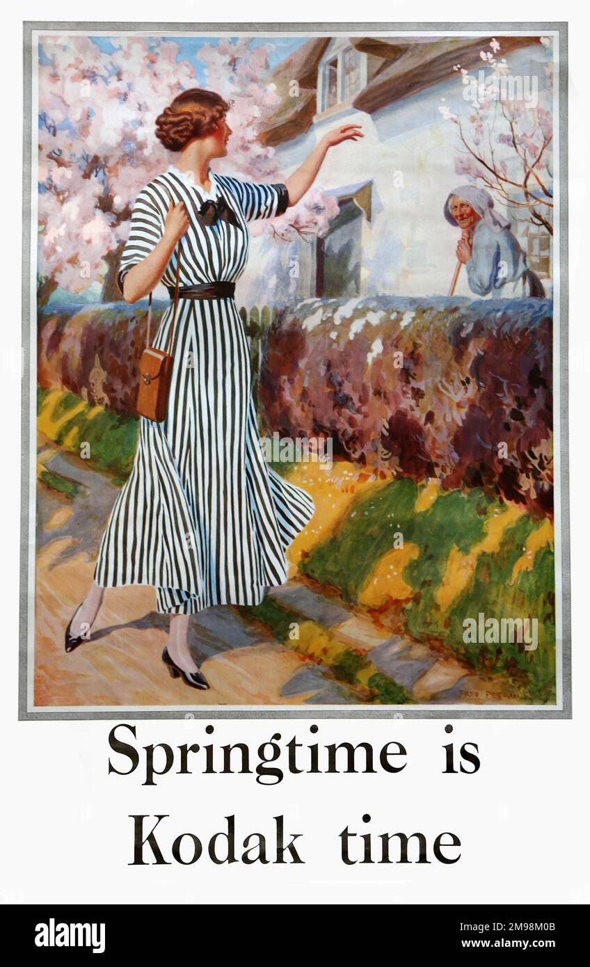 Poster, Springtime is Kodak Time, showing the Kodak Girl in her ...