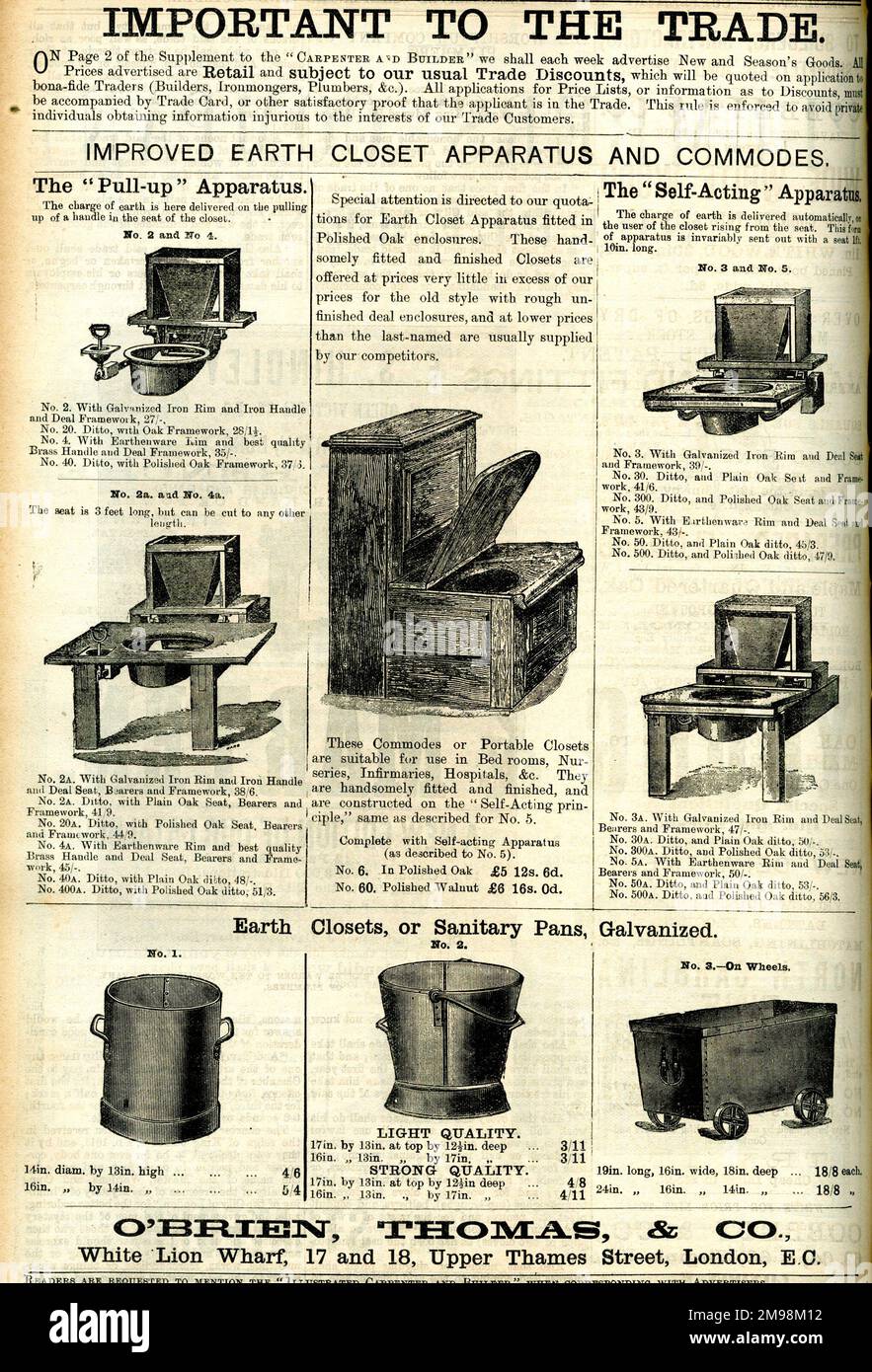 Advertisement, O'Brien, Thomas, & Co, Upper Thames Street, London ...