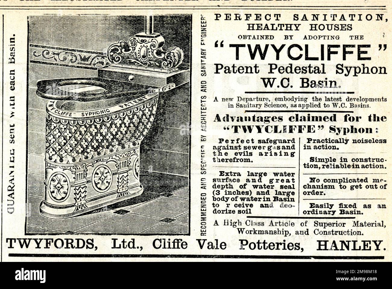 Advertisement, Twyfords Ltd, Cliffe Vale Potteries, Hanley -- Twycliffe ...