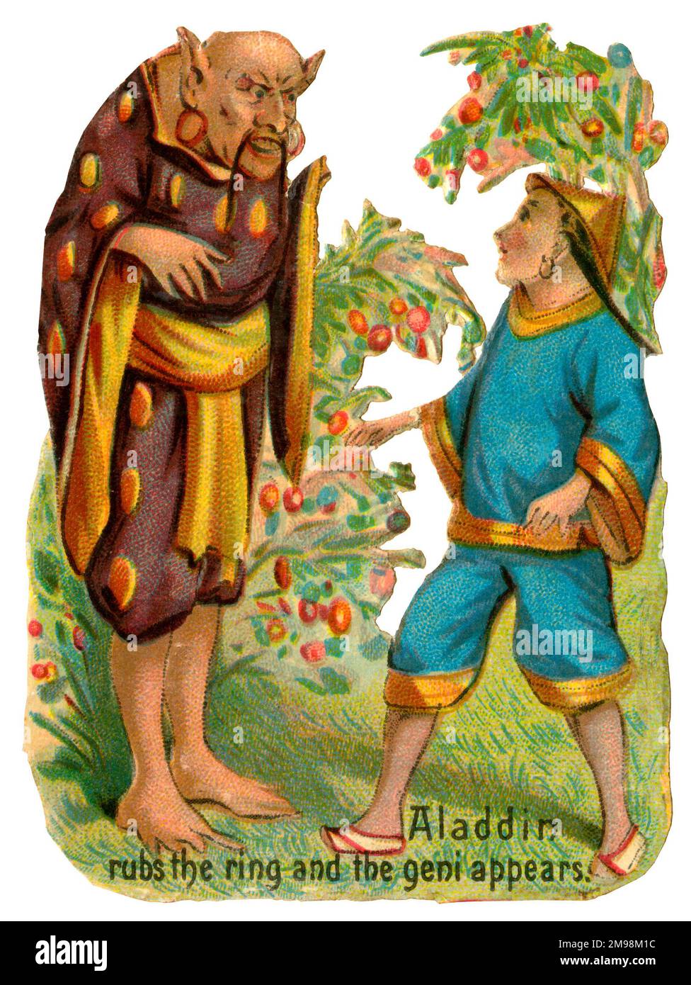 Victorian Scrap - Aladdin rubs the ring and the geni appears Stock ...