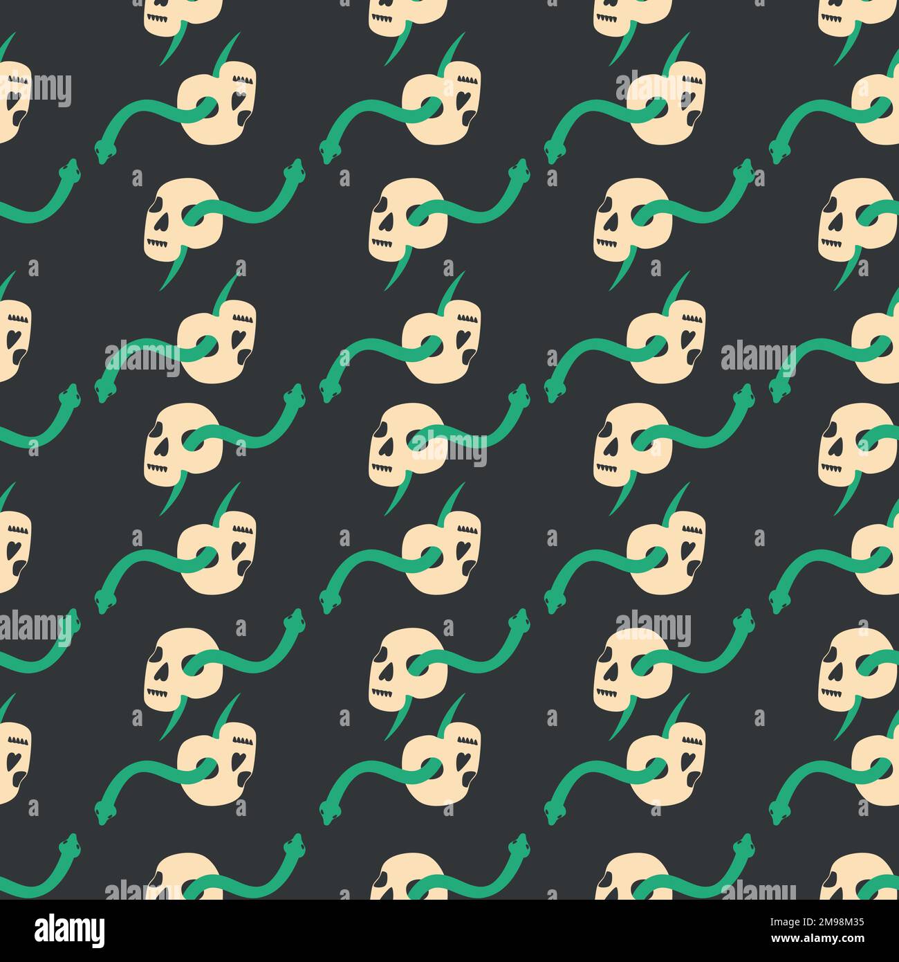 Skull, snake, goblet, magic symbols seamless pattern. Magic and death ...