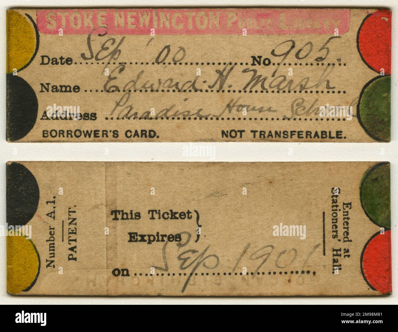 Victorian library card hi-res stock photography and images - Alamy