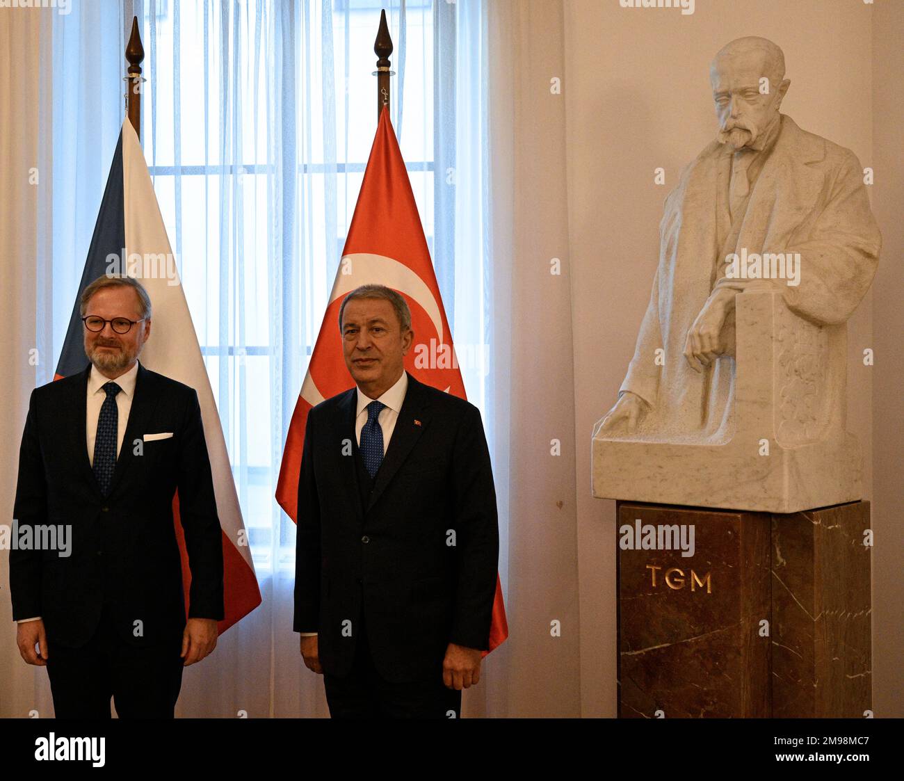 Czech Prime Minister Petr Fiala (ODS), left, meets Turkish Defence ...
