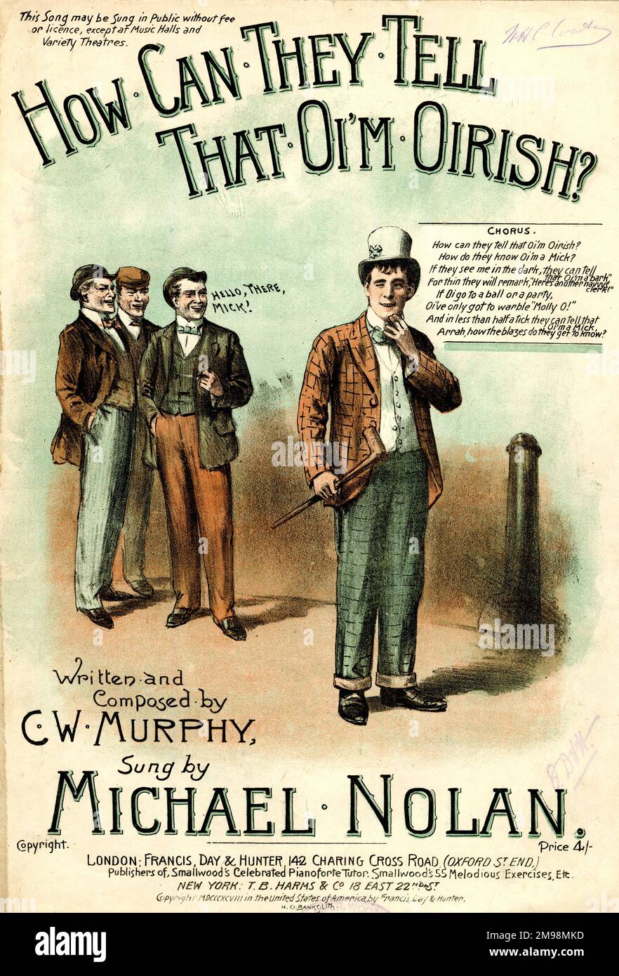 Music cover, How Can They Tell That Oi'm Oirish? Written and composed ...