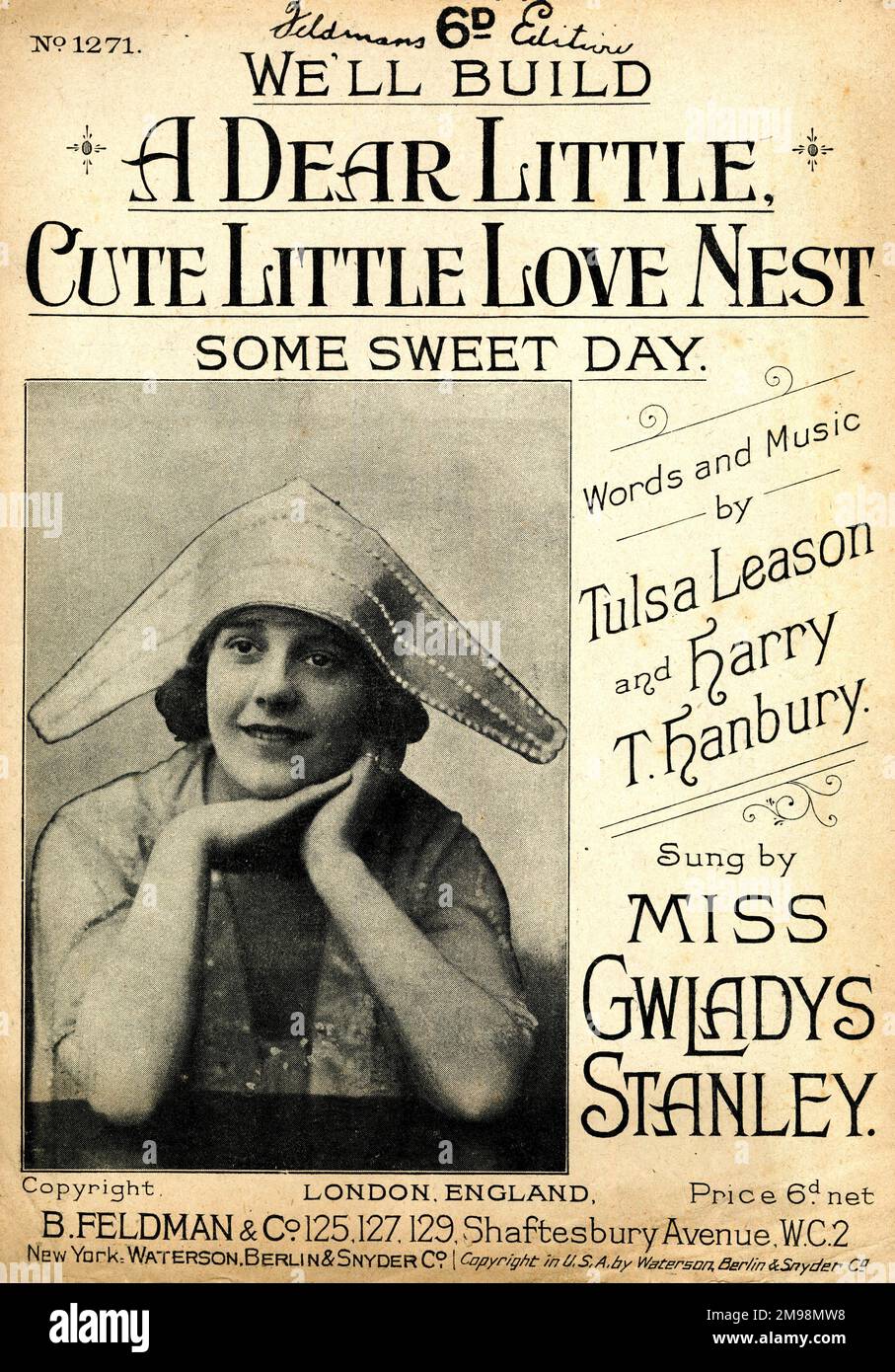 Music cover, We'll Build A Dear Little Cute Little Love Nest Some Sweet ...
