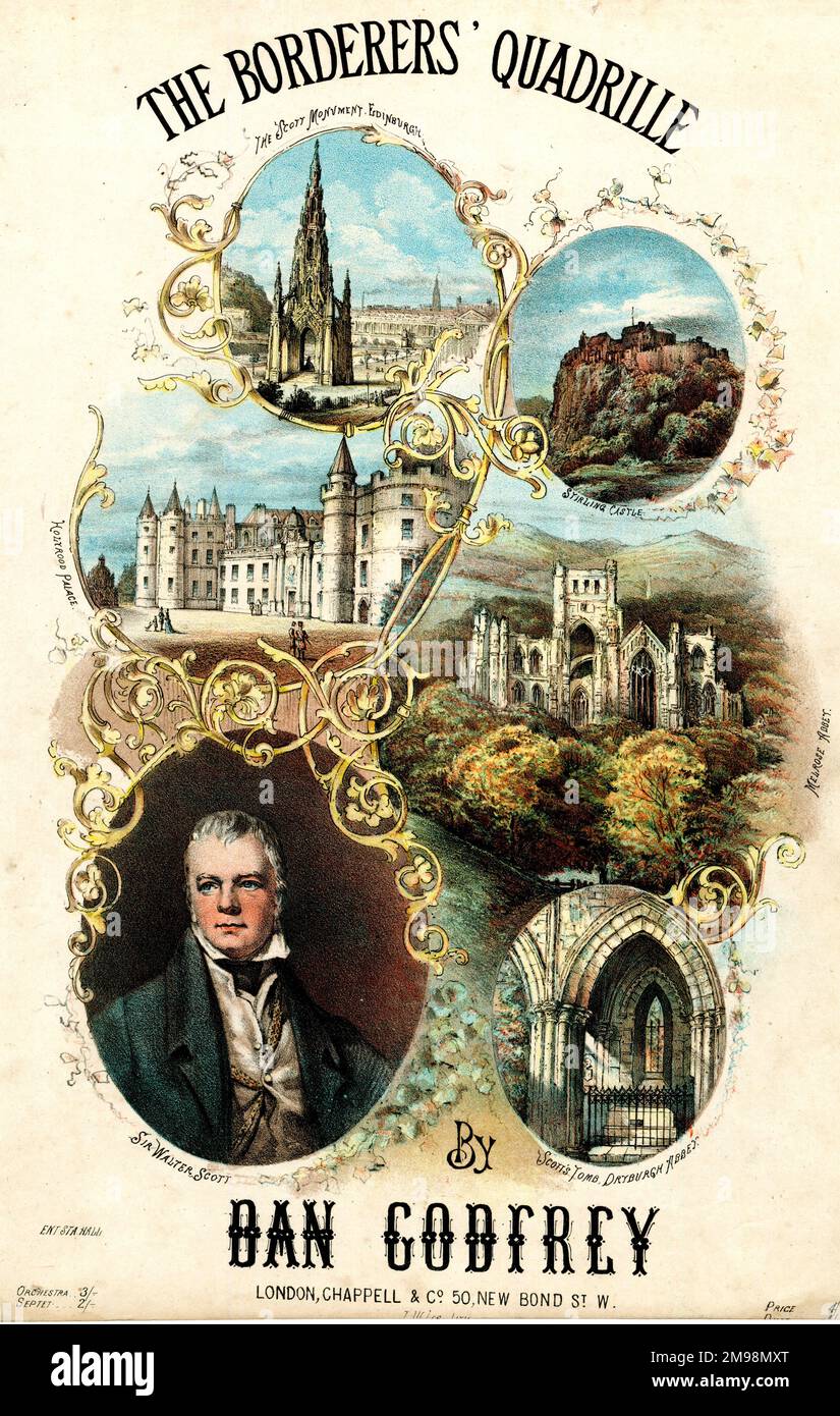 Music cover, The Borderers' Quadrille by Dan Godfrey, depicting the Sir ...