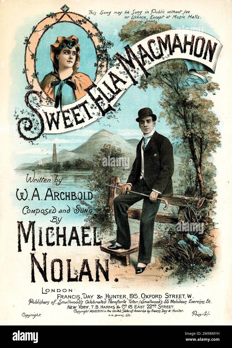 Music cover, Sweet Ella MacMahon, written by W A Archbold, composed and sung by Michael Nolan ...