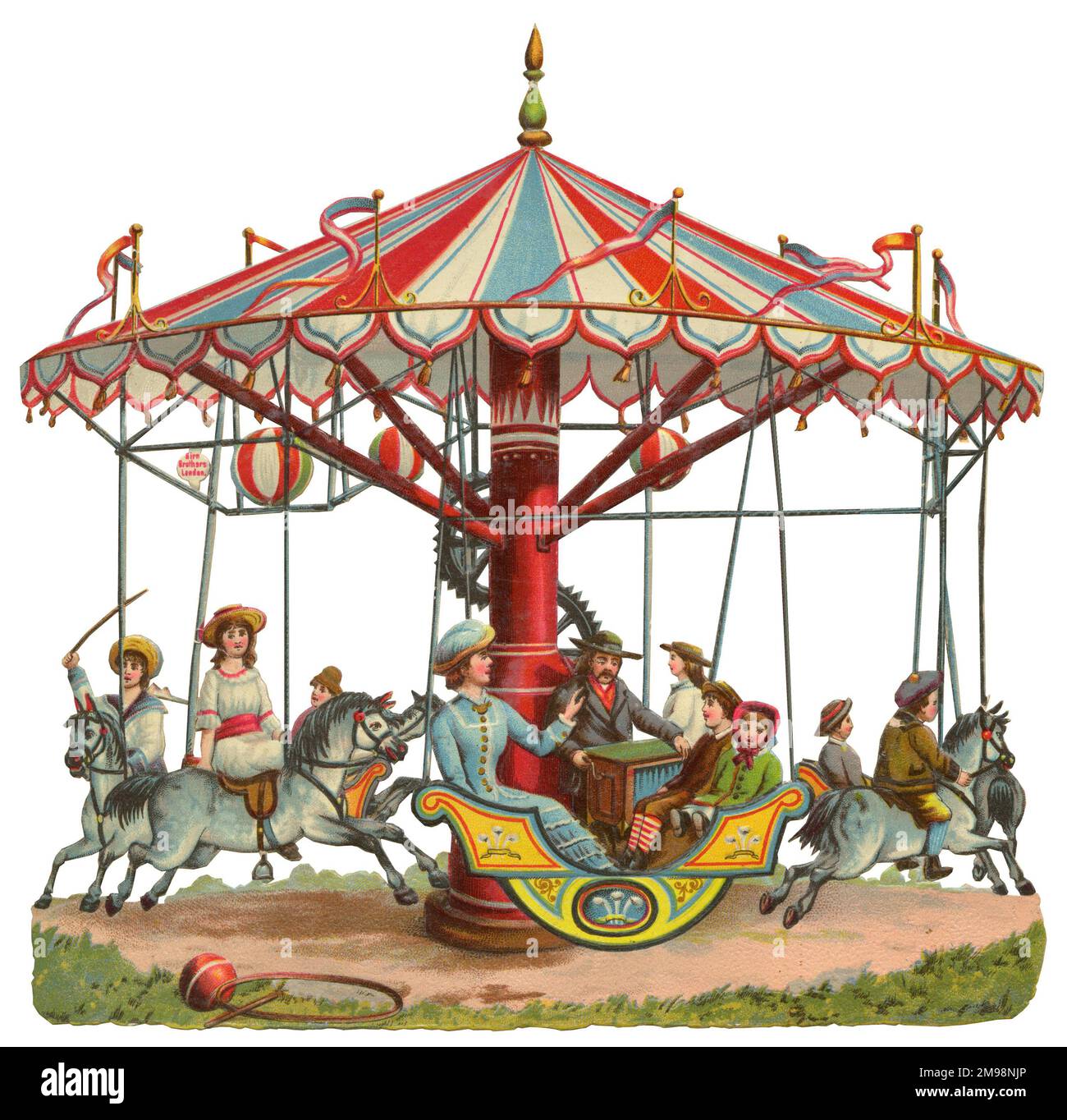Victorian scrap, Fairground roundabout Stock Photo - Alamy