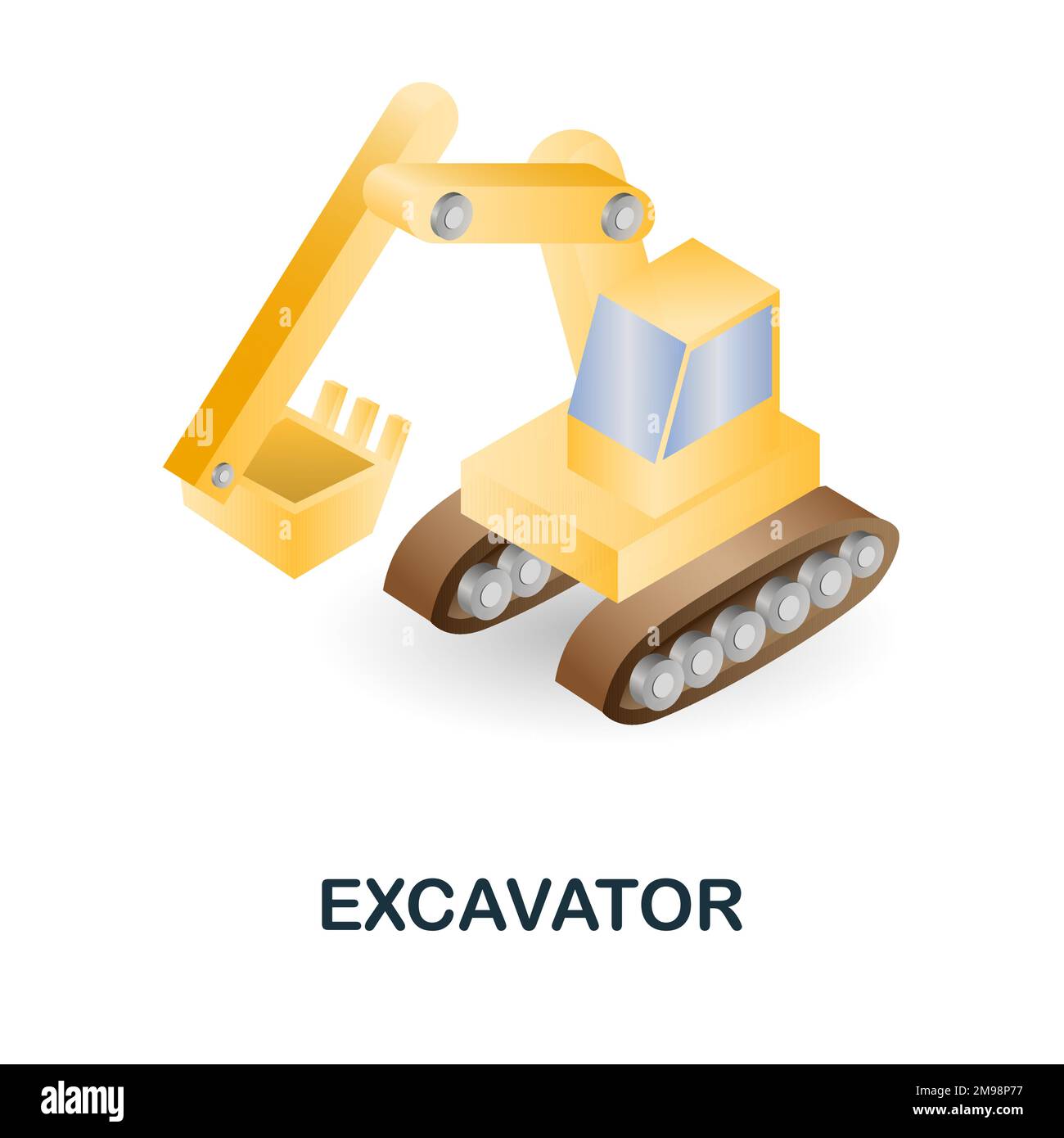 Excavator icon. 3d illustration from construction instruments ...