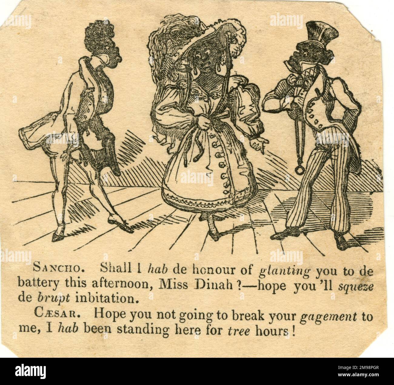 Cartoon, rivalry between Sancho and Caesar, black stereotypes Stock ...