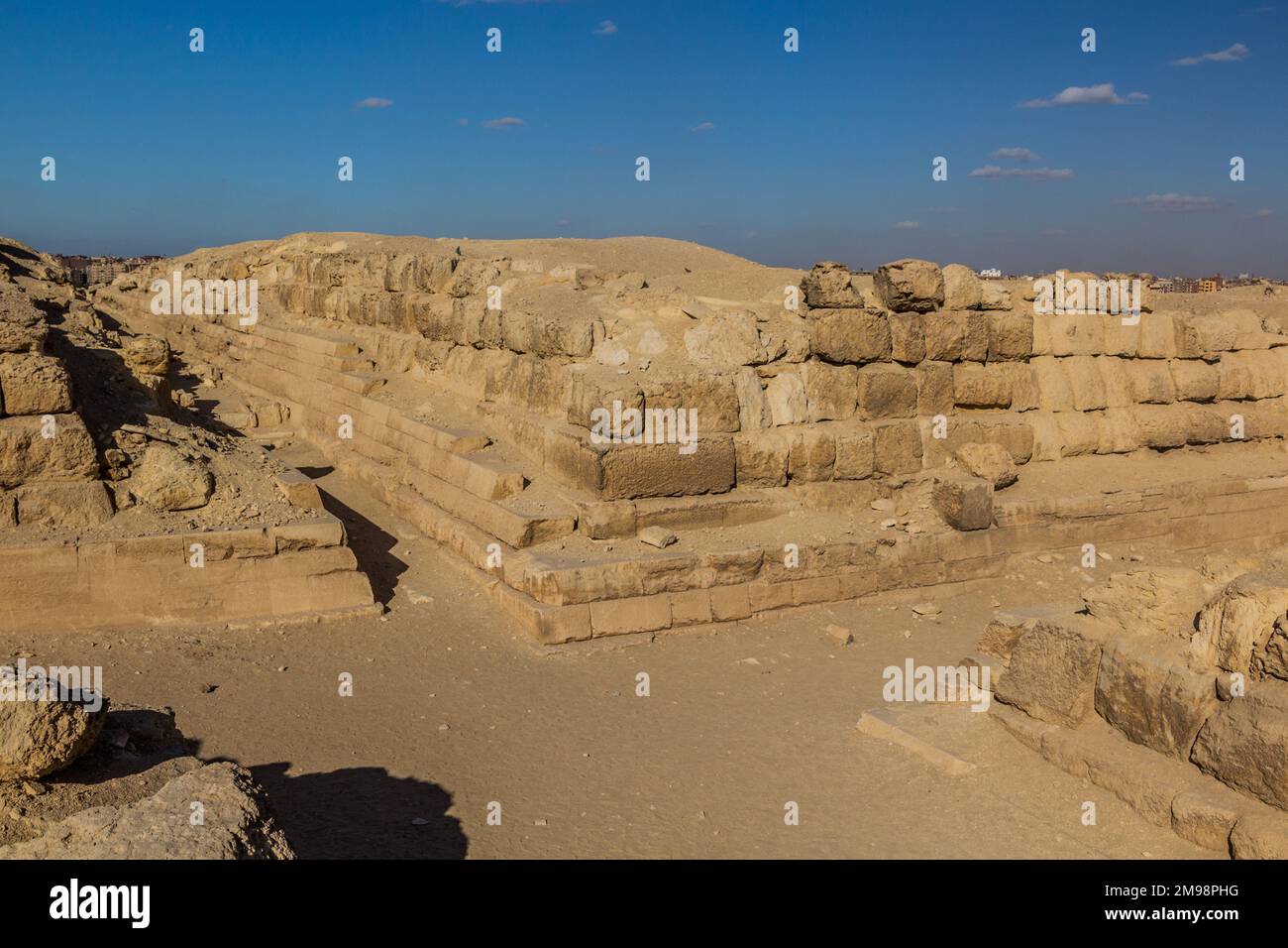 Massive stone walls of Giza eastern cemetry, Egypt Stock Photo - Alamy
