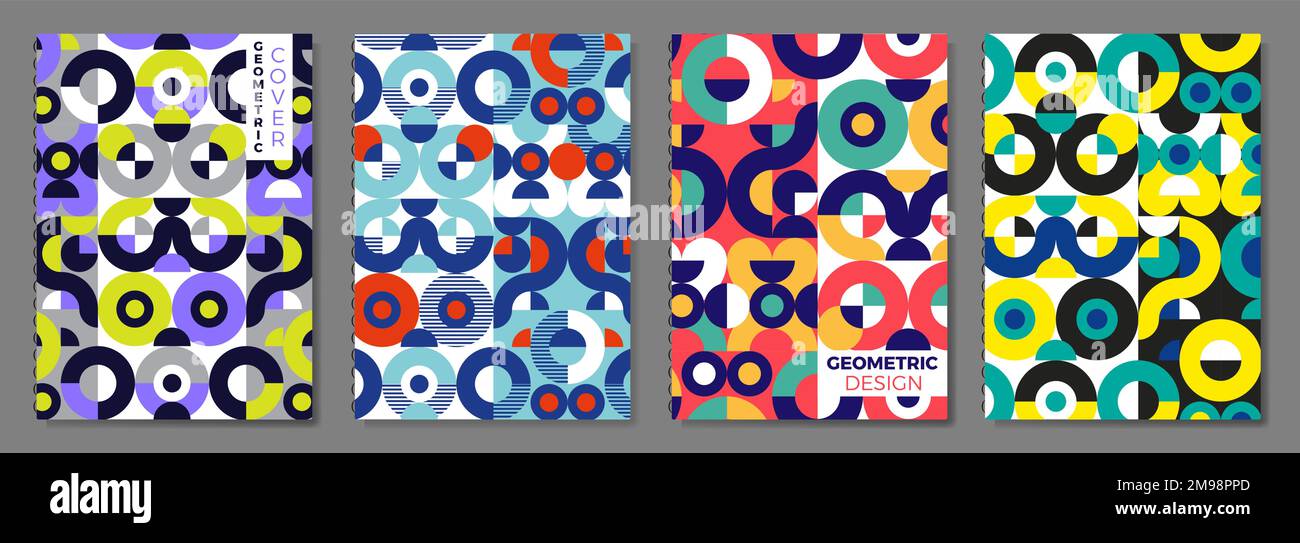 Geometric abstract retro Covers set in Bauhaus style. Geometric ...