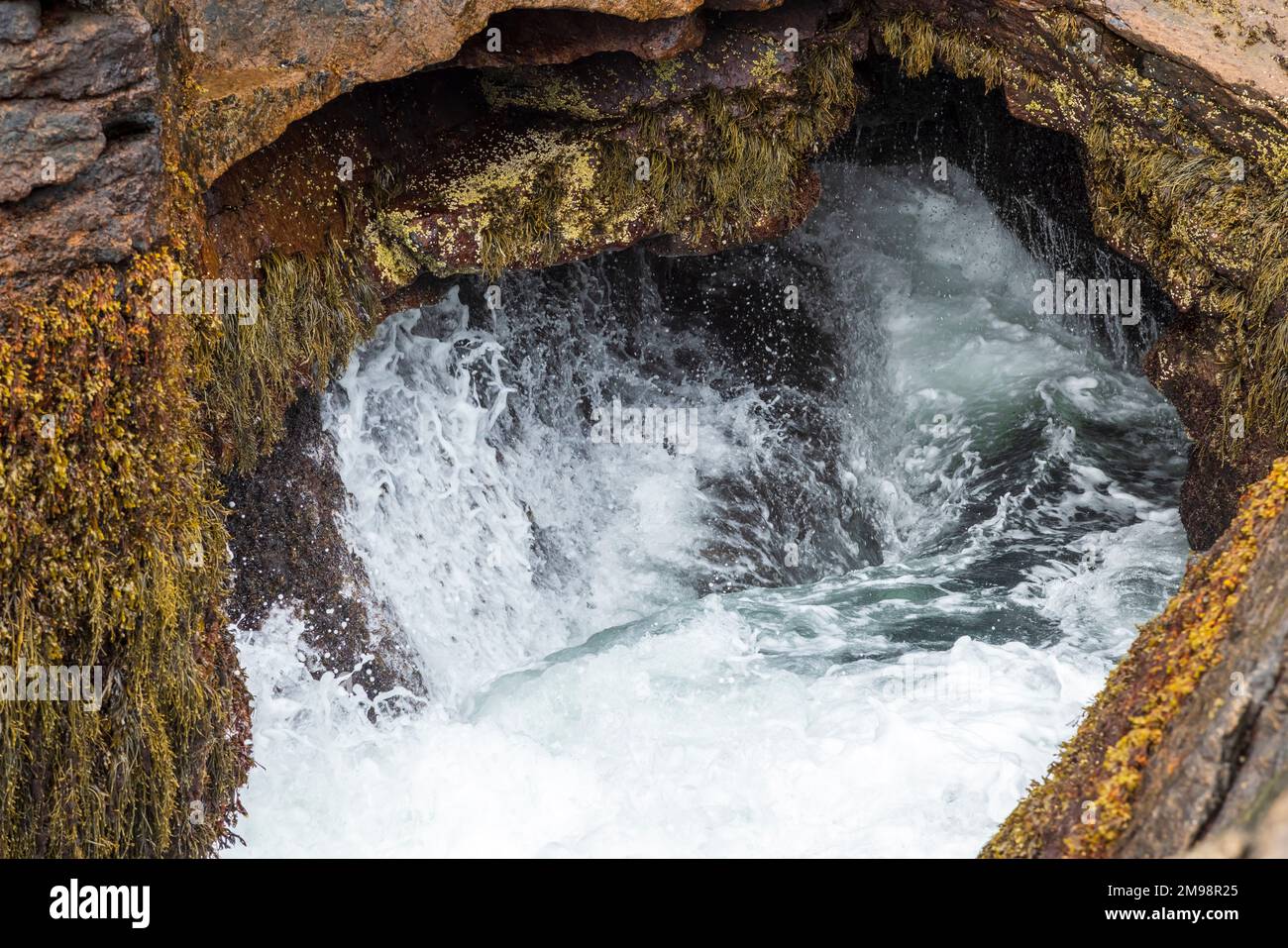 Atlantic Ocean waves hitting Thunder Hole in Acadia National Park ...