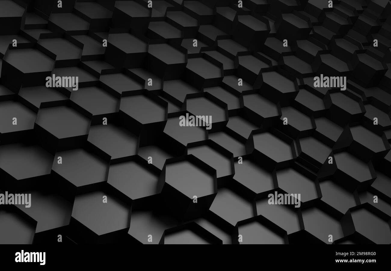 Abstract black hexagon concept 3d background Stock Photo - Alamy