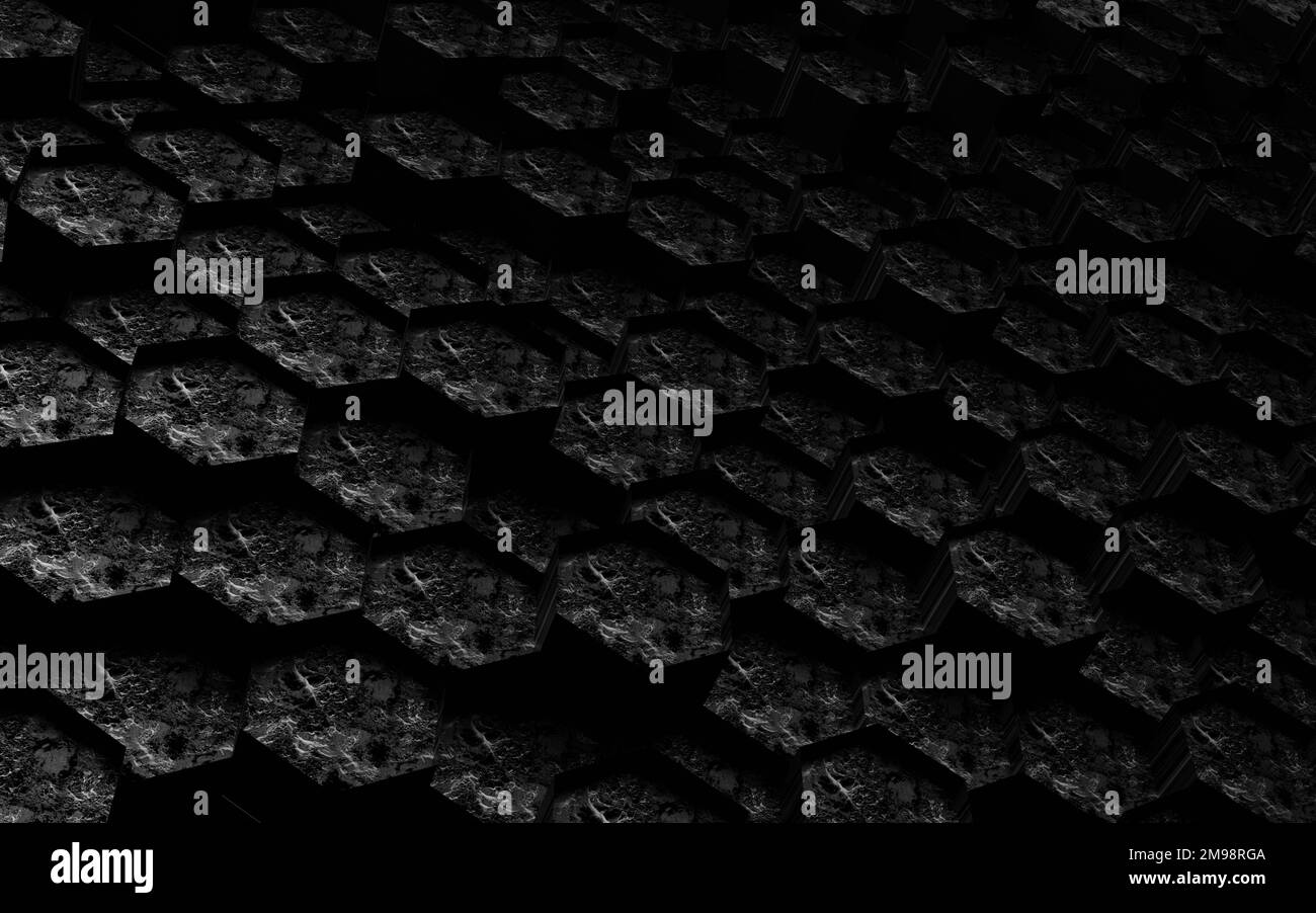 Abstract dark black phobia hexagon concept 3d background Stock Photo ...