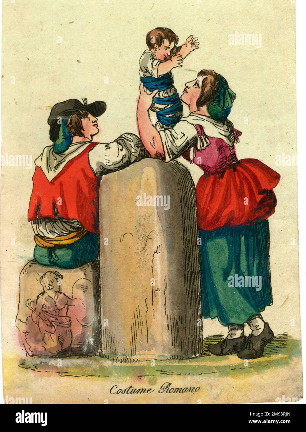 Italian family in traditional costume, Rome Stock Photo - Alamy