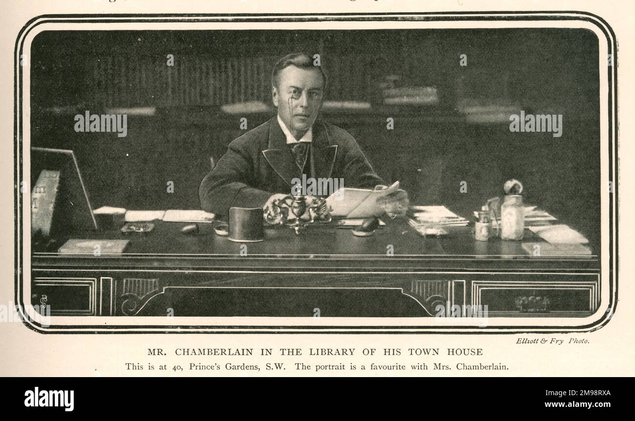 Joseph Chamberlain in the Library of his Prince's Gardens home in SW ...