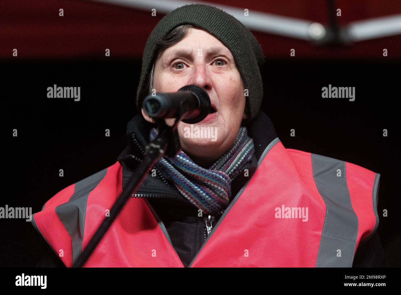 London, UK. 16 January, 2023. Maria Exall, President of the Trades ...