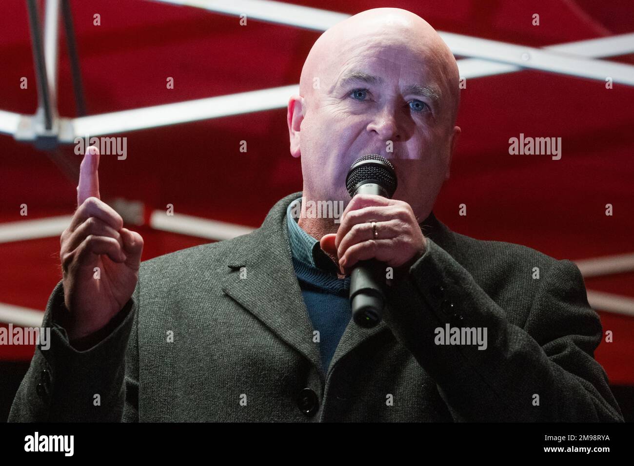 London, UK. 16 January, 2023. Mick Lynch, General Secretary of the ...