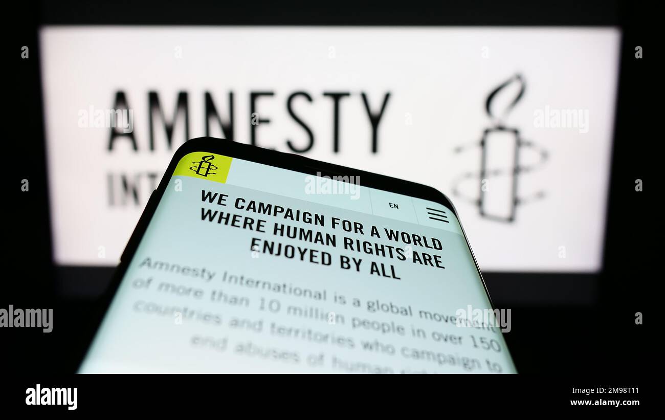 Smartphone with website of human rights organization Amnesty ...
