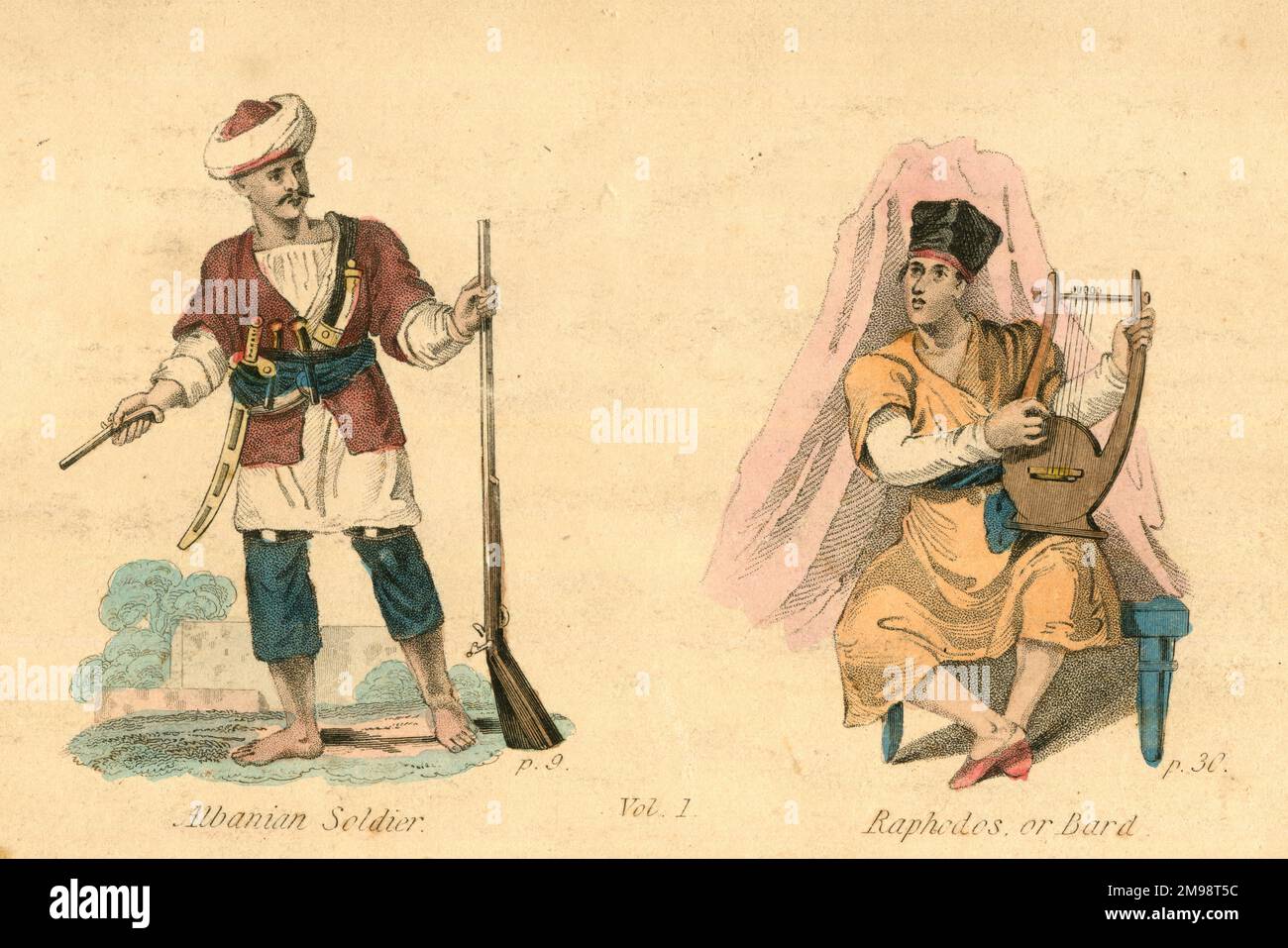 Albanian Soldier and Rhapsodos (Rhapsode or Bard, performer of epic ...