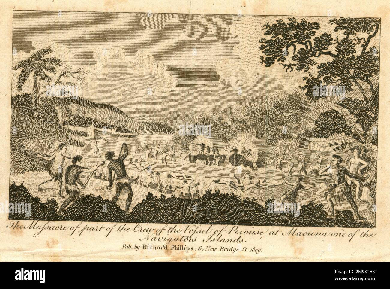 The massacre of part of the crew of the vessel of La Perouse at Maouna ...