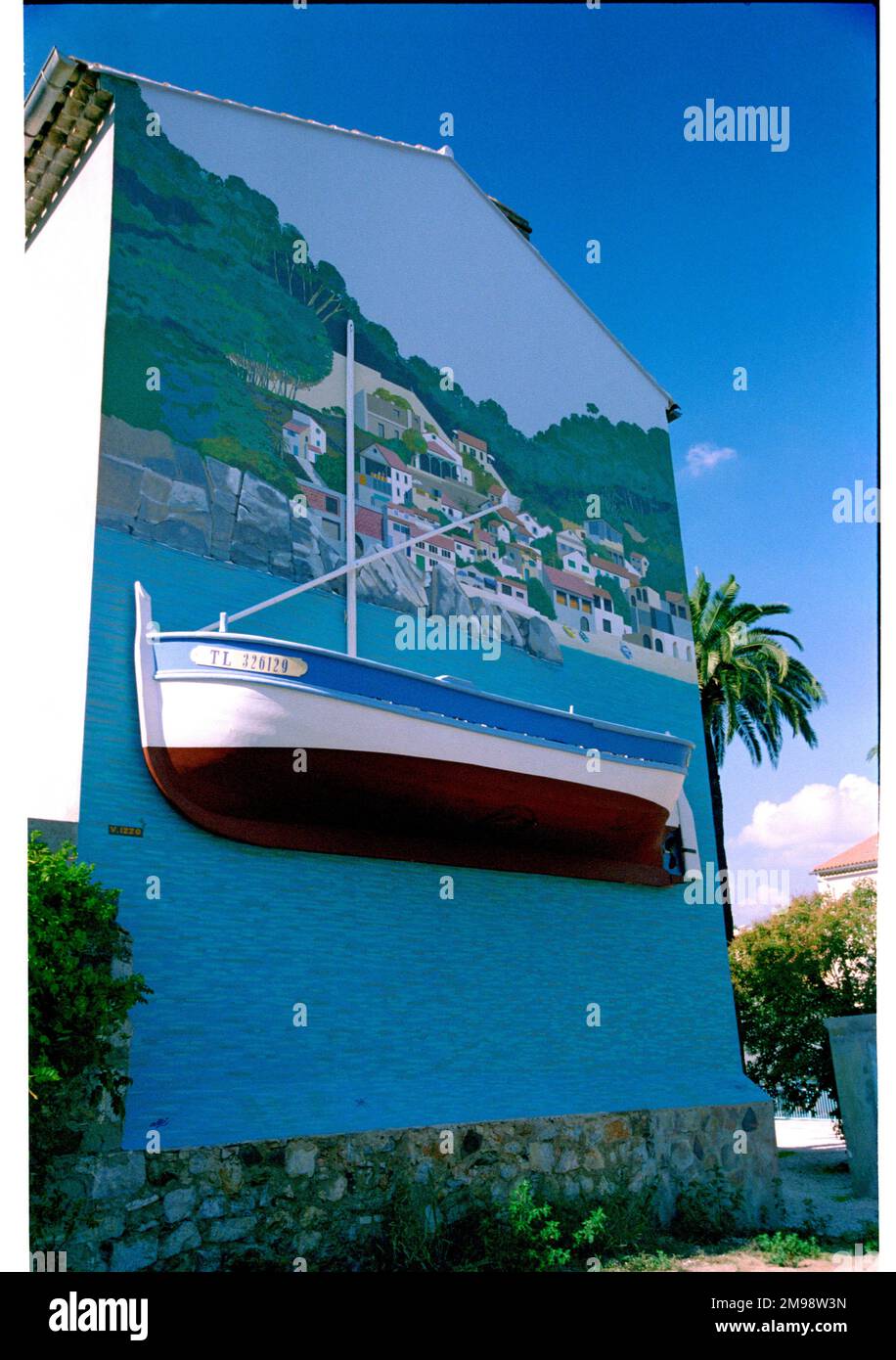 Half boat hull on a decorated wall at Le Pradet Var Provence Stock ...