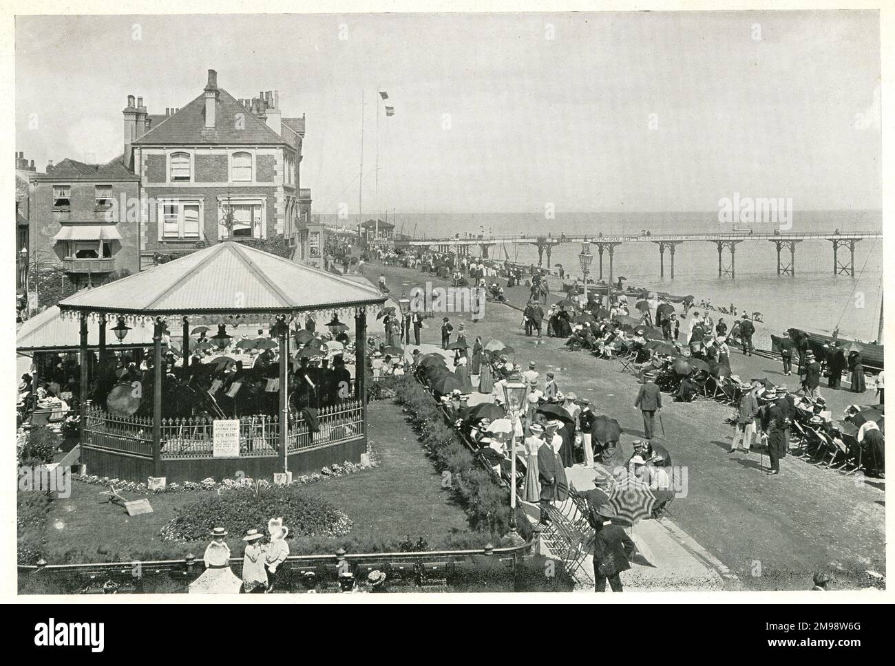 The Promenade at Deal, Kent, with musicians in the bandstand on the ...