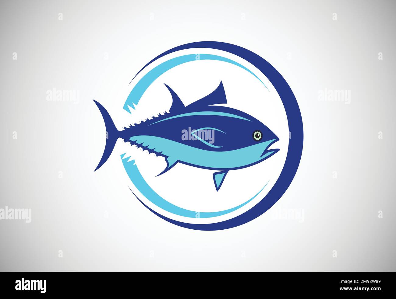 Tuna fish in a circle. Fish logo design template. Seafood restaurant ...