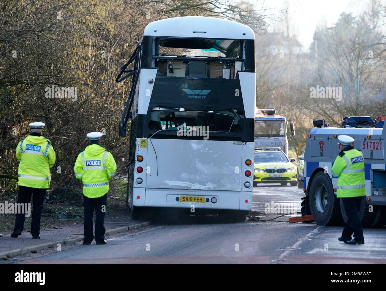 Police at the scene on the A39 Quantock Road in Bridgwater as a double ...