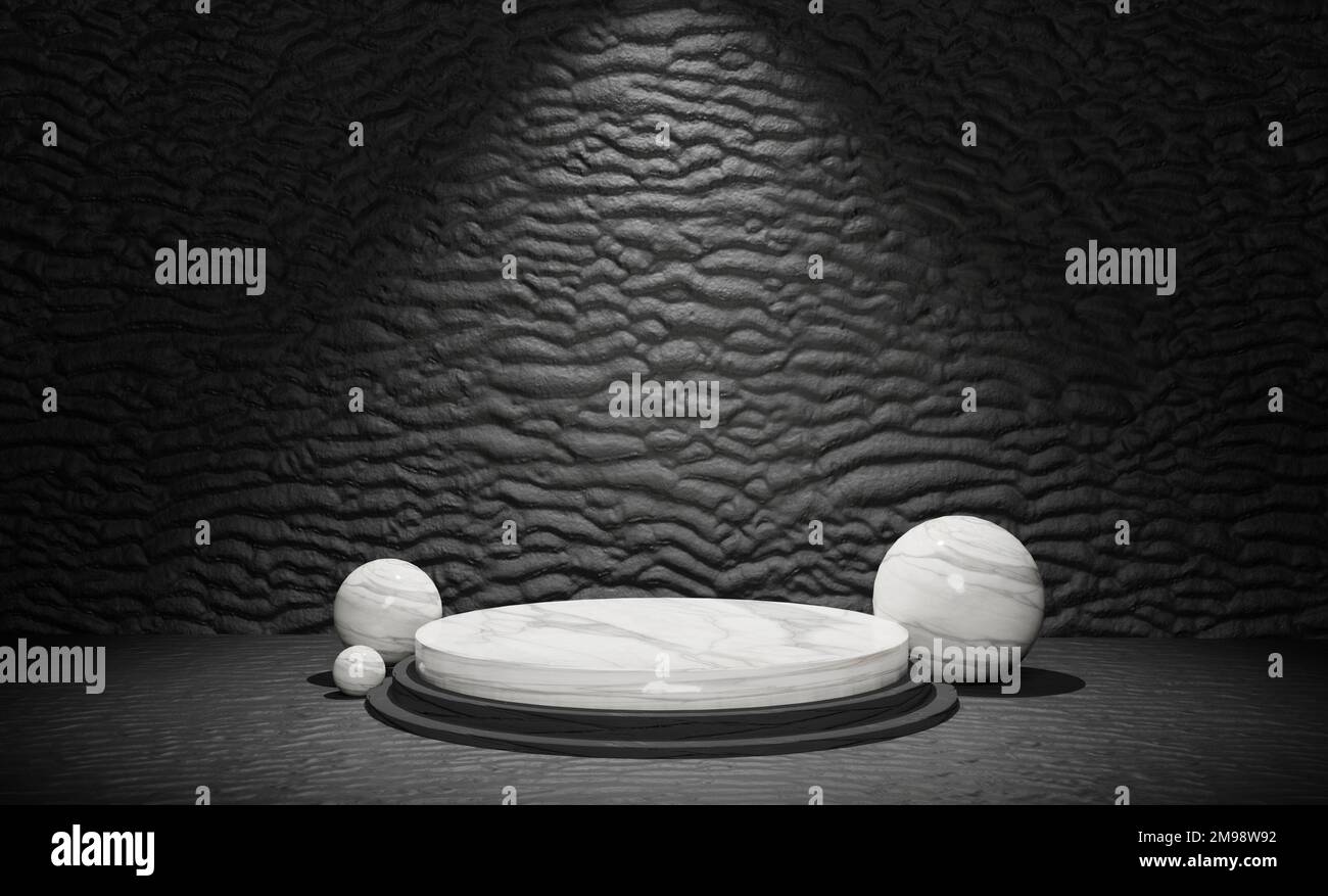 3d modern podium with dark wall realistic texture background Stock ...