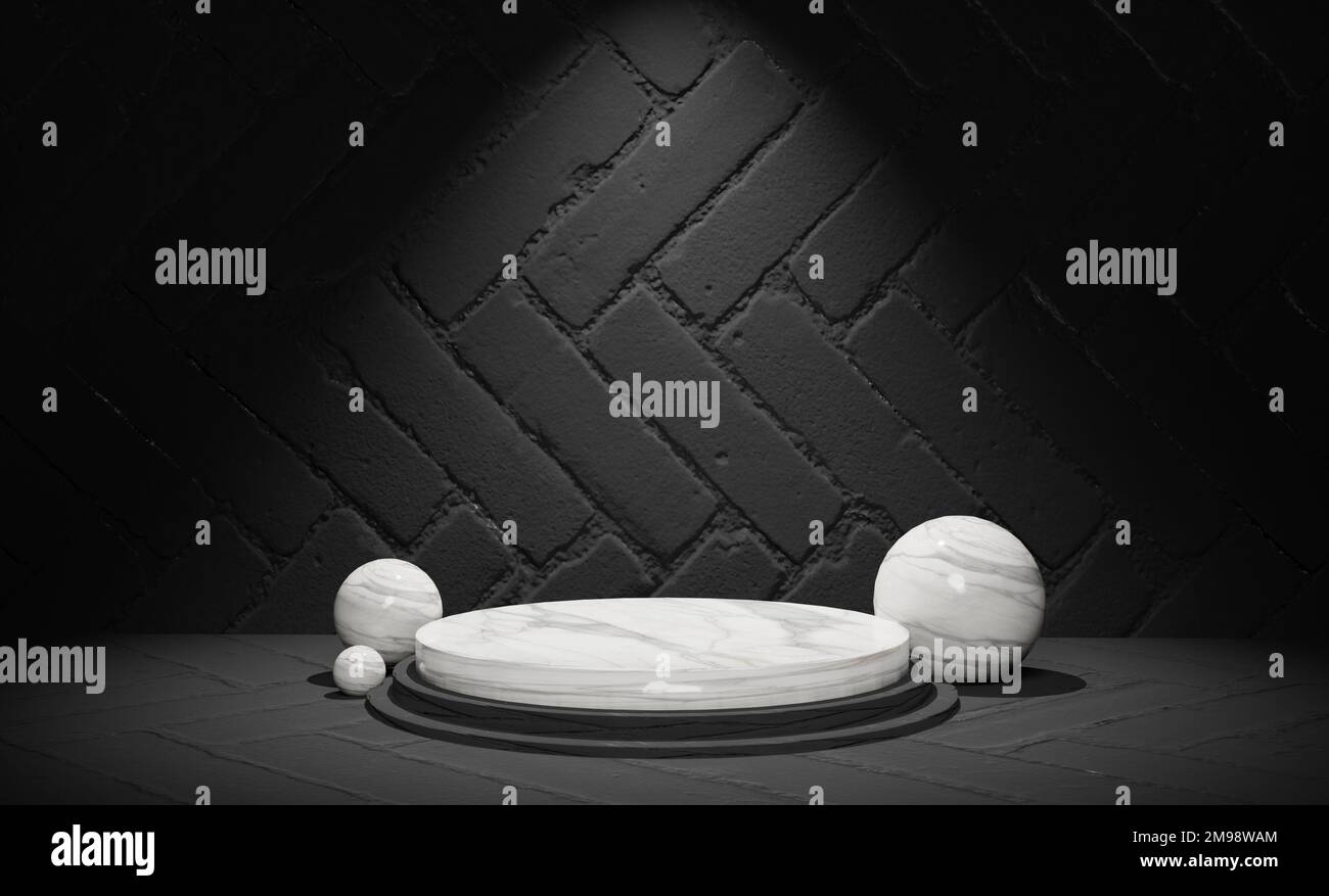 3d modern podium with dark wall realistic texture background Stock ...