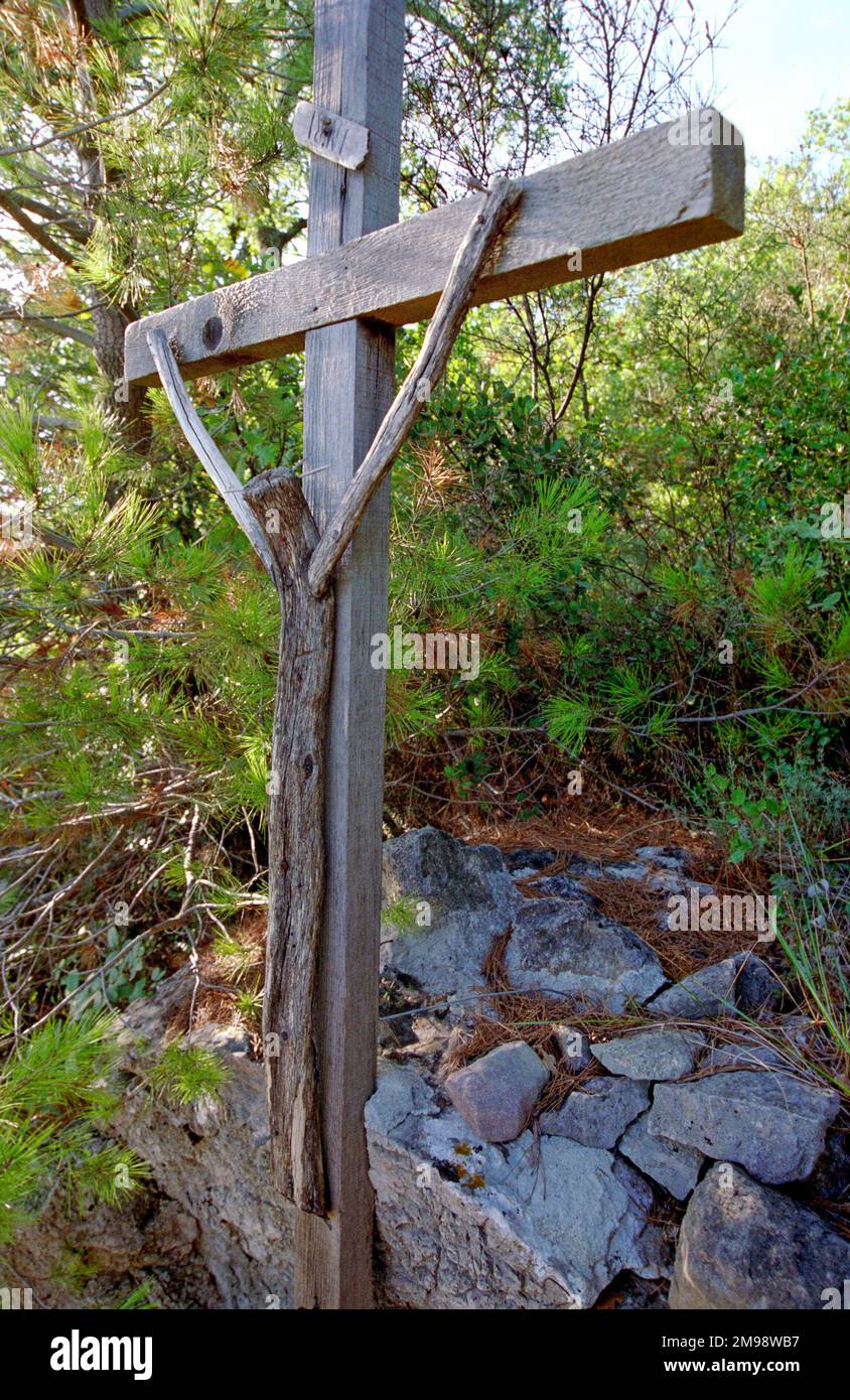 Rustic crucifix on the edge of a path in the Var Provence Stock Photo ...