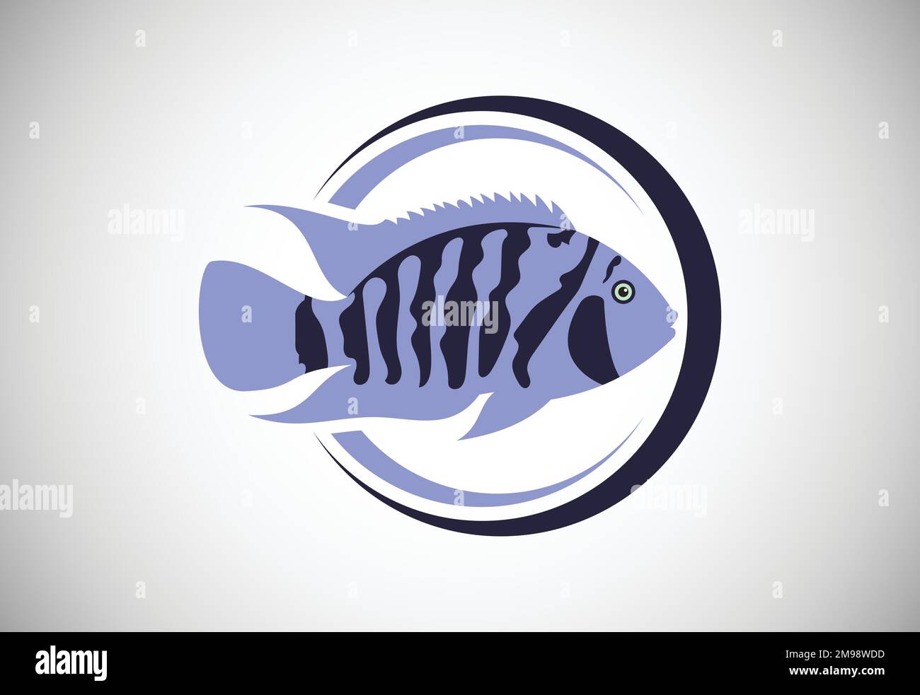 Cichlid Fish in a circle. Fish logo design template. Seafood restaurant ...