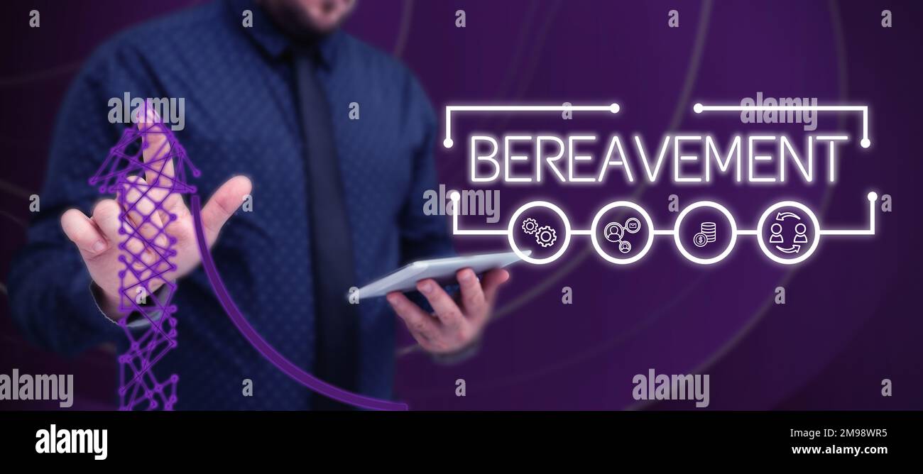 Sign displaying Bereavement. Conceptual photo a period of mourning ...