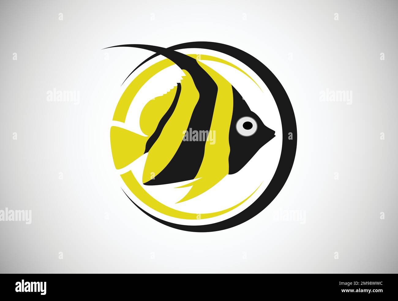 Angelfish in a circle. Fish logo design template. Seafood restaurant ...