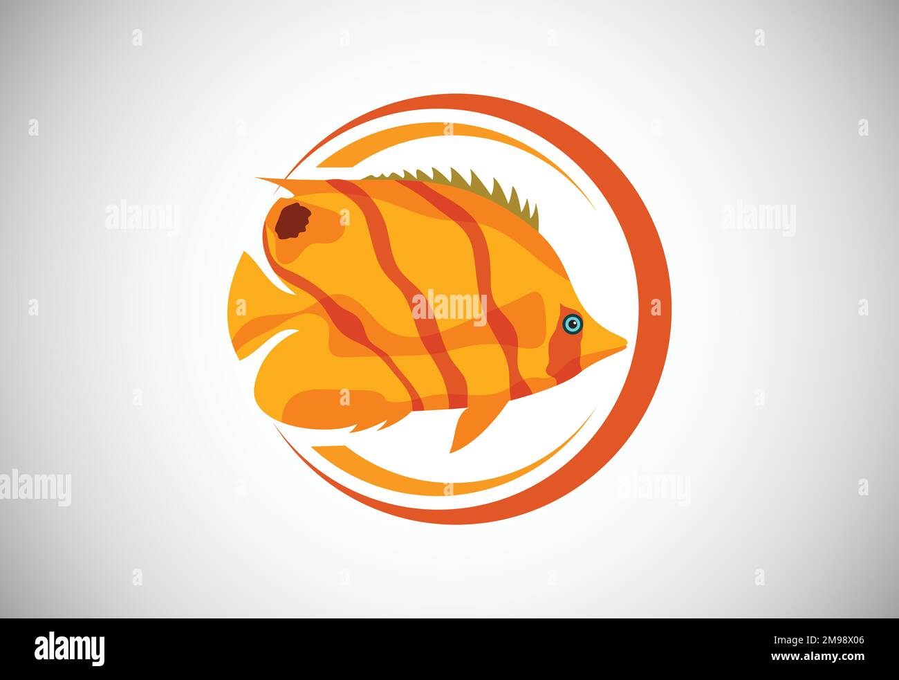 Butterflyfish in a circle. Fish logo design template. Seafood ...