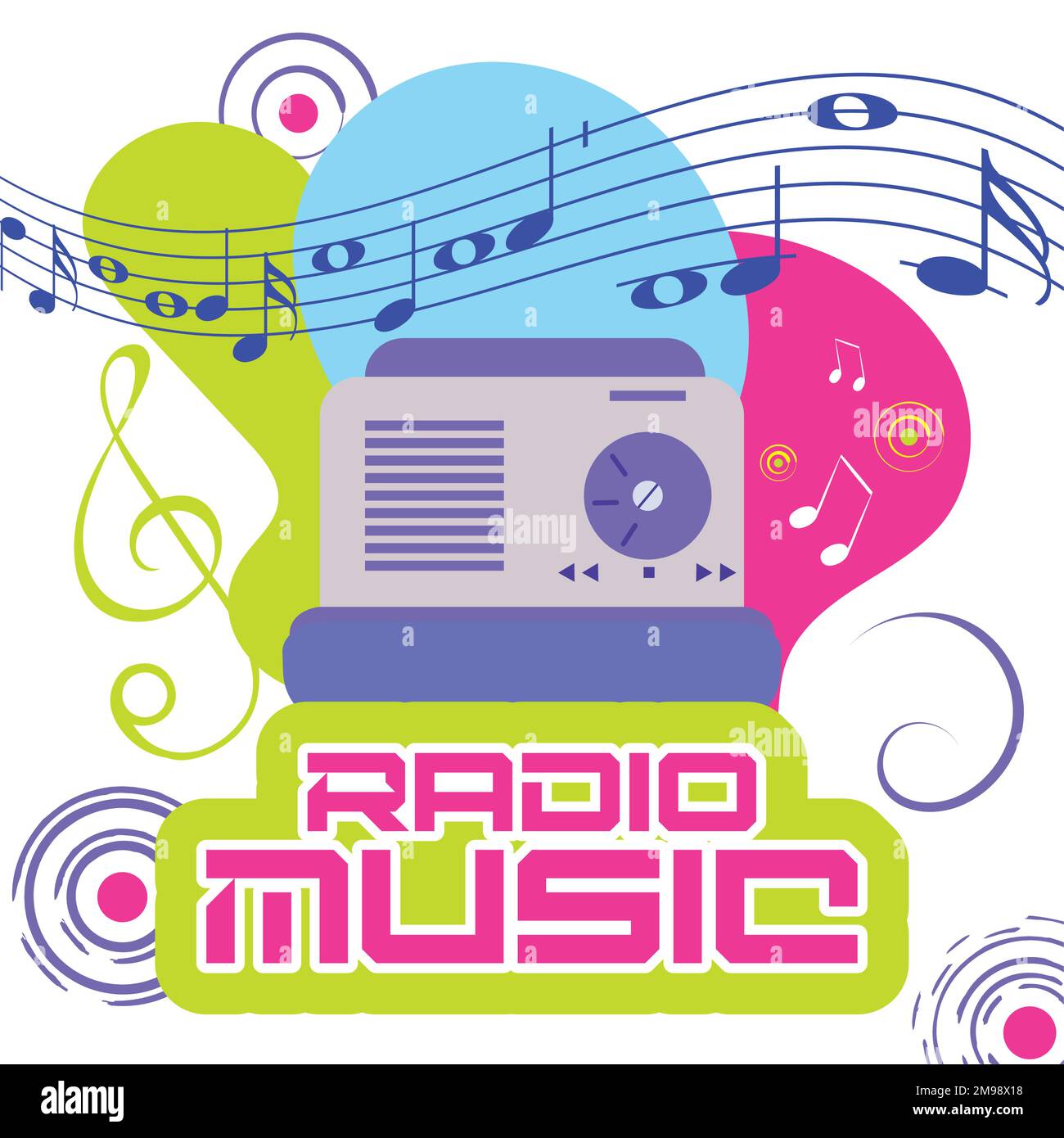 Retro radio music background with a radio Vector Stock Vector Image ...
