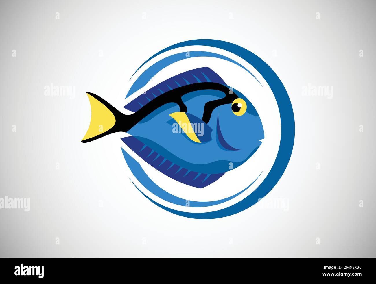 Blue Tang in a circle. Fish logo design template. Seafood restaurant ...