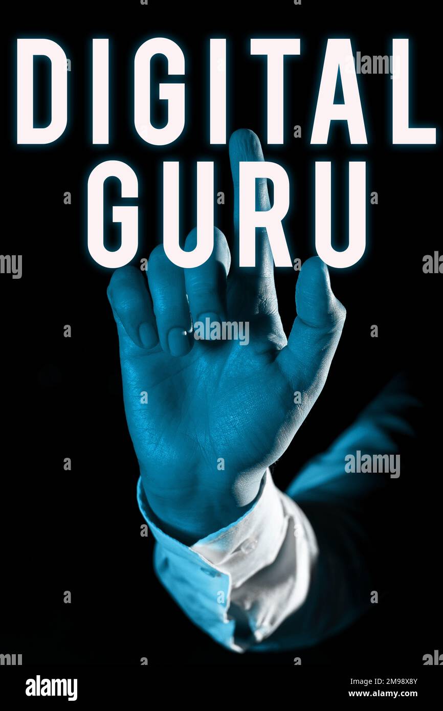 Conceptual display Digital Guru. Business idea teacher and intellectual ...