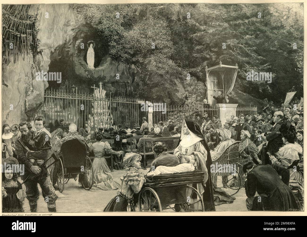 In front of the grave well in Lourdes, France Stock Photo - Alamy