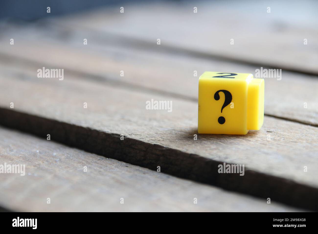 Question mark on a yellow cube. Place for text. Vintage style Stock ...