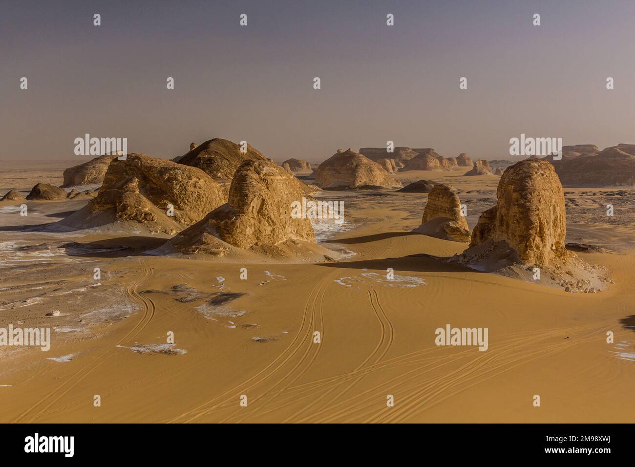 Rock formations of El Aqabat (Agabat) valley in the White Desert, Egypt ...