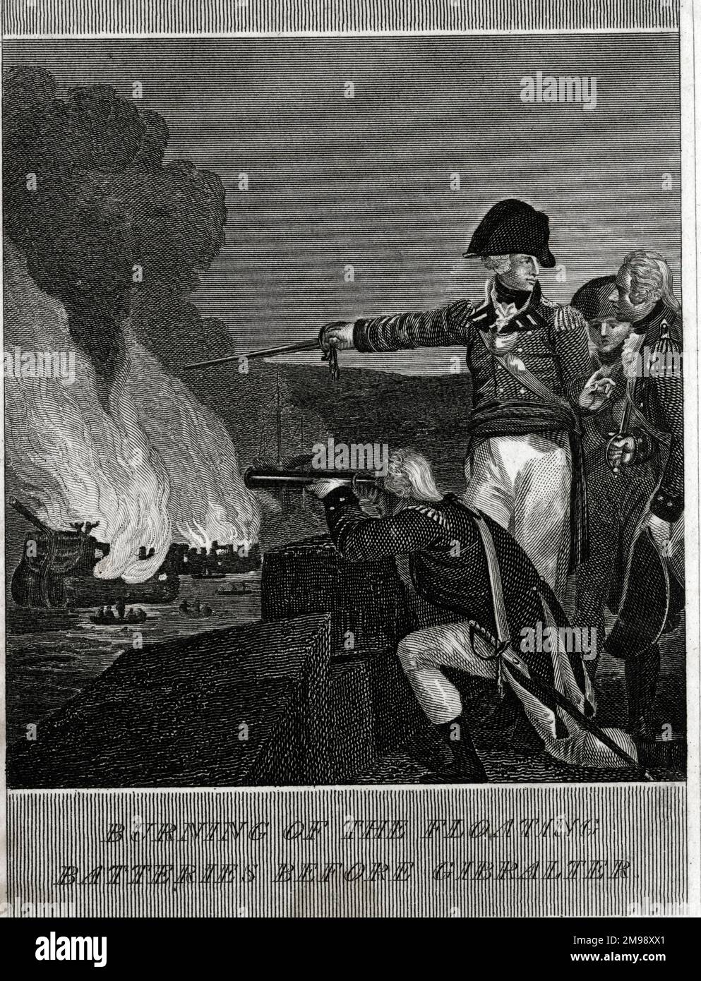 Burning of the Floating Batteries before Gibraltar - Siege of Gibraltar ...