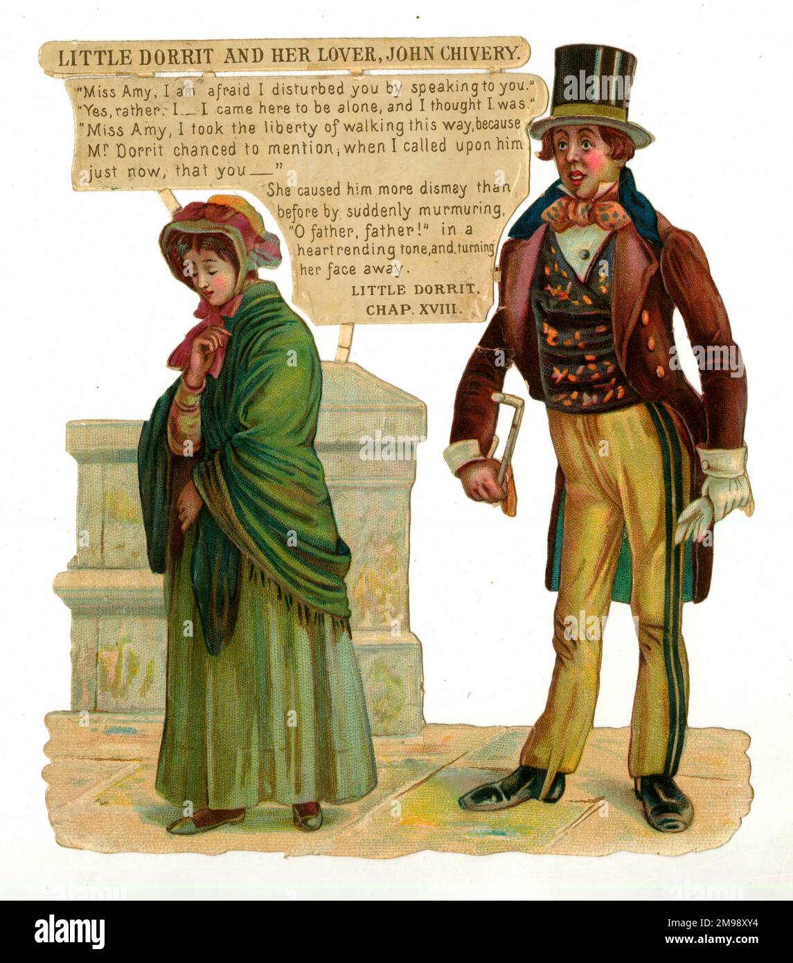 Charles Dickens scrap - Little Dorrit and her lover, John Chivery, in ...