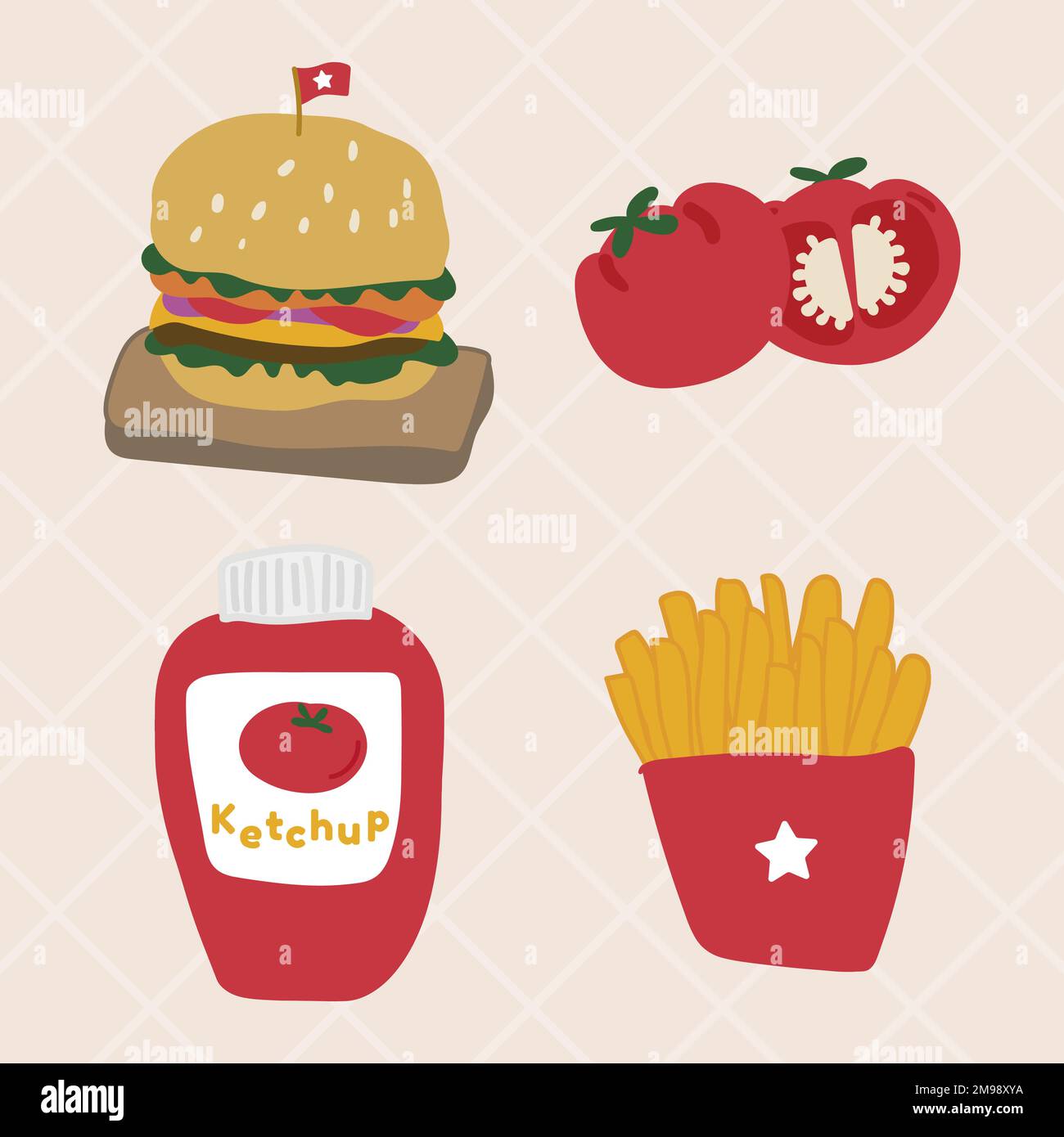 Cute food doodle sticker set vector Stock Vector Image & Art - Alamy