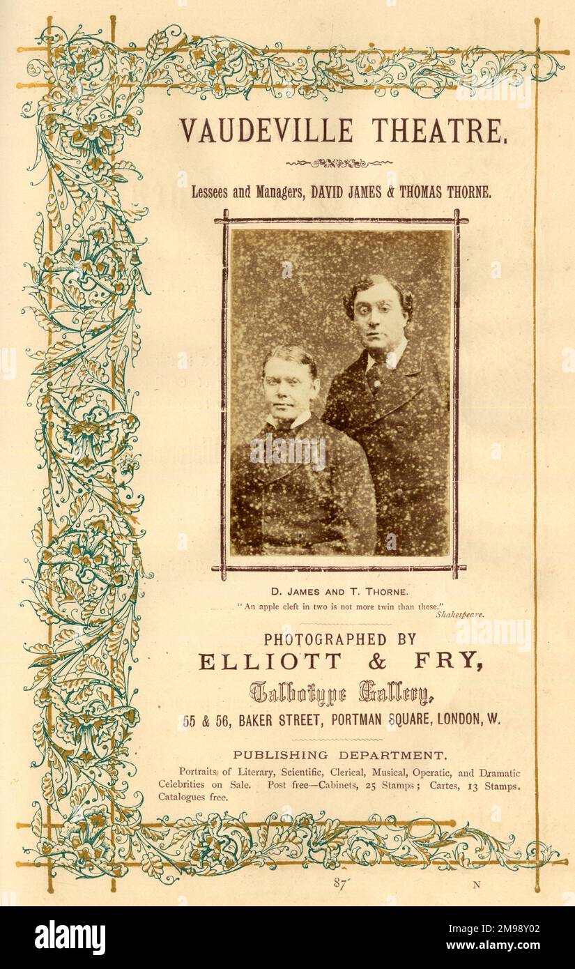 David James (David Belasco) and Thomas Thorne, first managers of the ...