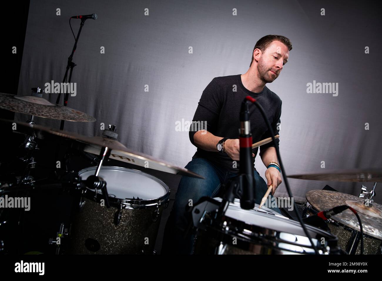 Drummer Mike Johnston photographed at The Egg, Bath Stock Photo - Alamy