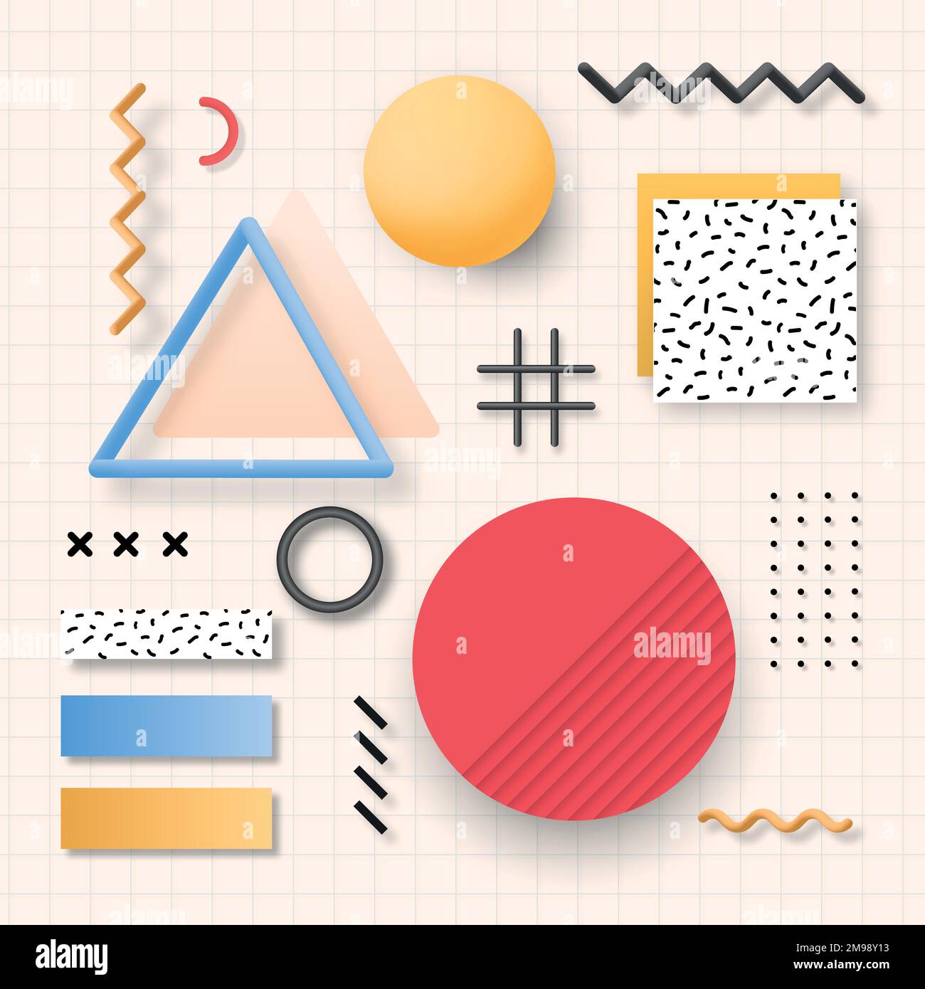 Colorful geometric Memphis design element set vector Stock Vector Image ...